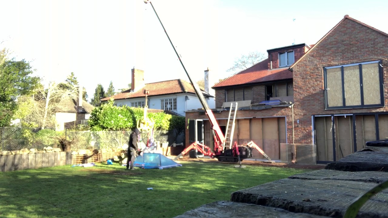 frameless lantern Glass skylight - lifted with Crane - YouTube