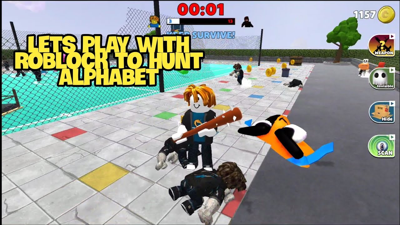 Alphabet survival gameplay || Lets play with roblock to hunt alphabet ...