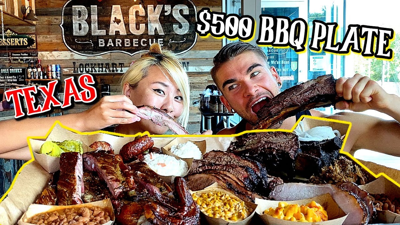 $500 WORTH OF BBQ IN TEXAS!! MASSIVE BBQ PLATE FROM BLACK'S BBQ # ...