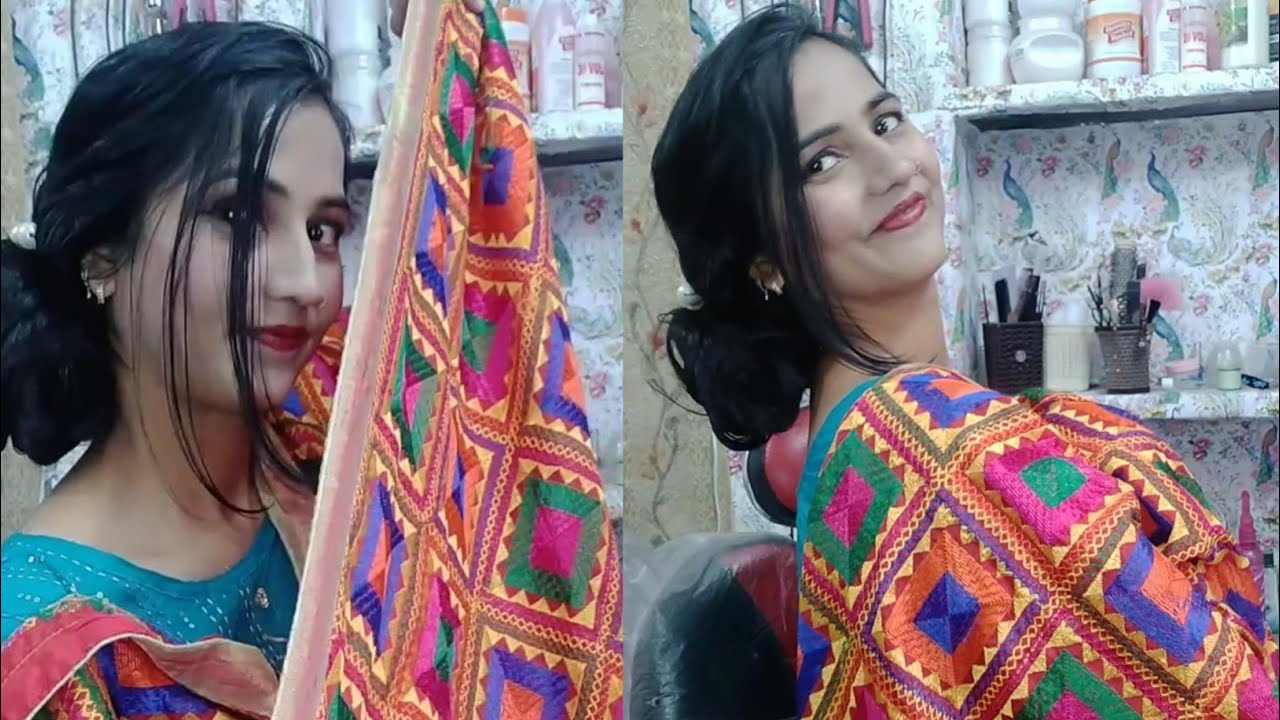 Stunning Makeup With Fulkari Dupatta l Easy Makeup Tutorials - YouTube