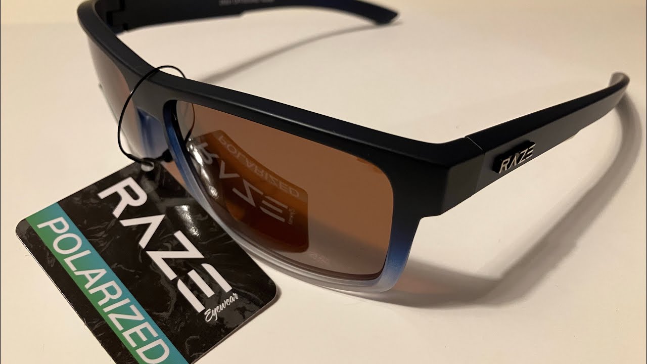 RAZE Eyewear Sunglasses Offshore Polarized Navy Blue HDP Amber Brown ...