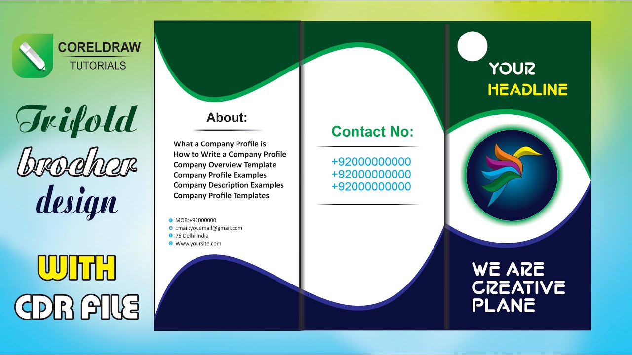 Tri Fold Brochure Design in CorelDraw With CDR | CorelDraw Tutorial ...