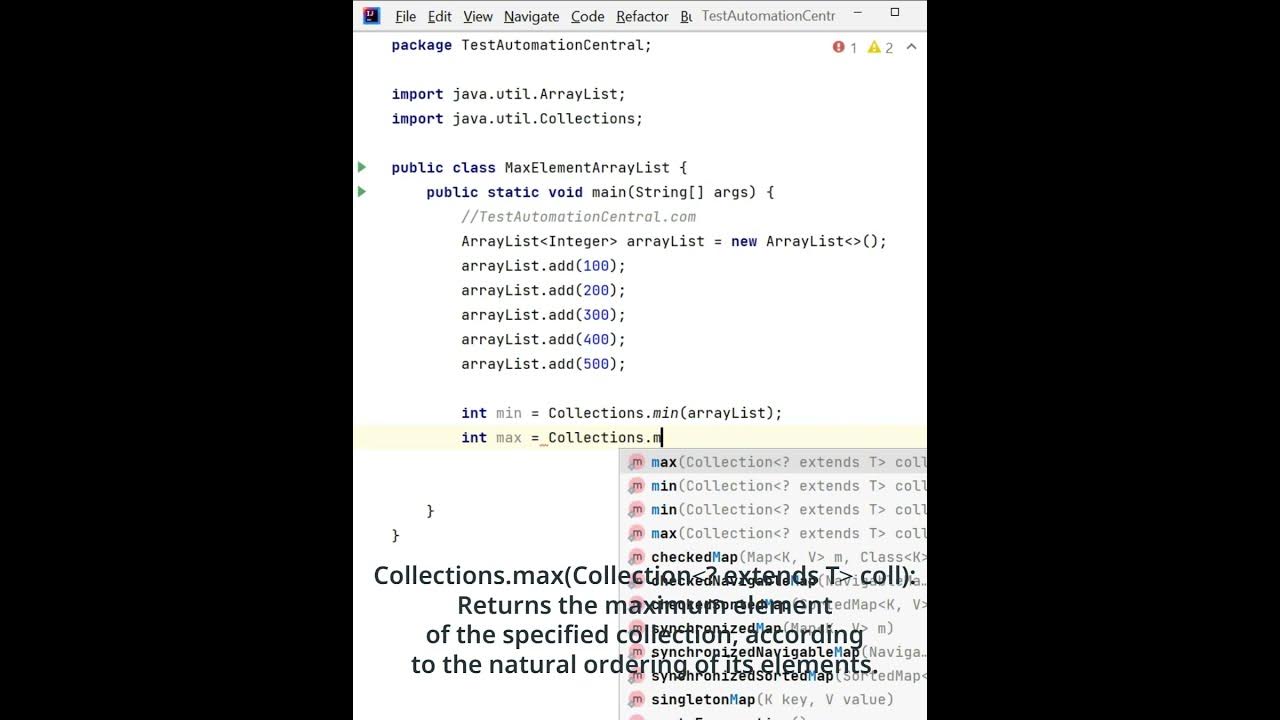Java Program To Find The Maximum And Minimum Element In An Arraylist