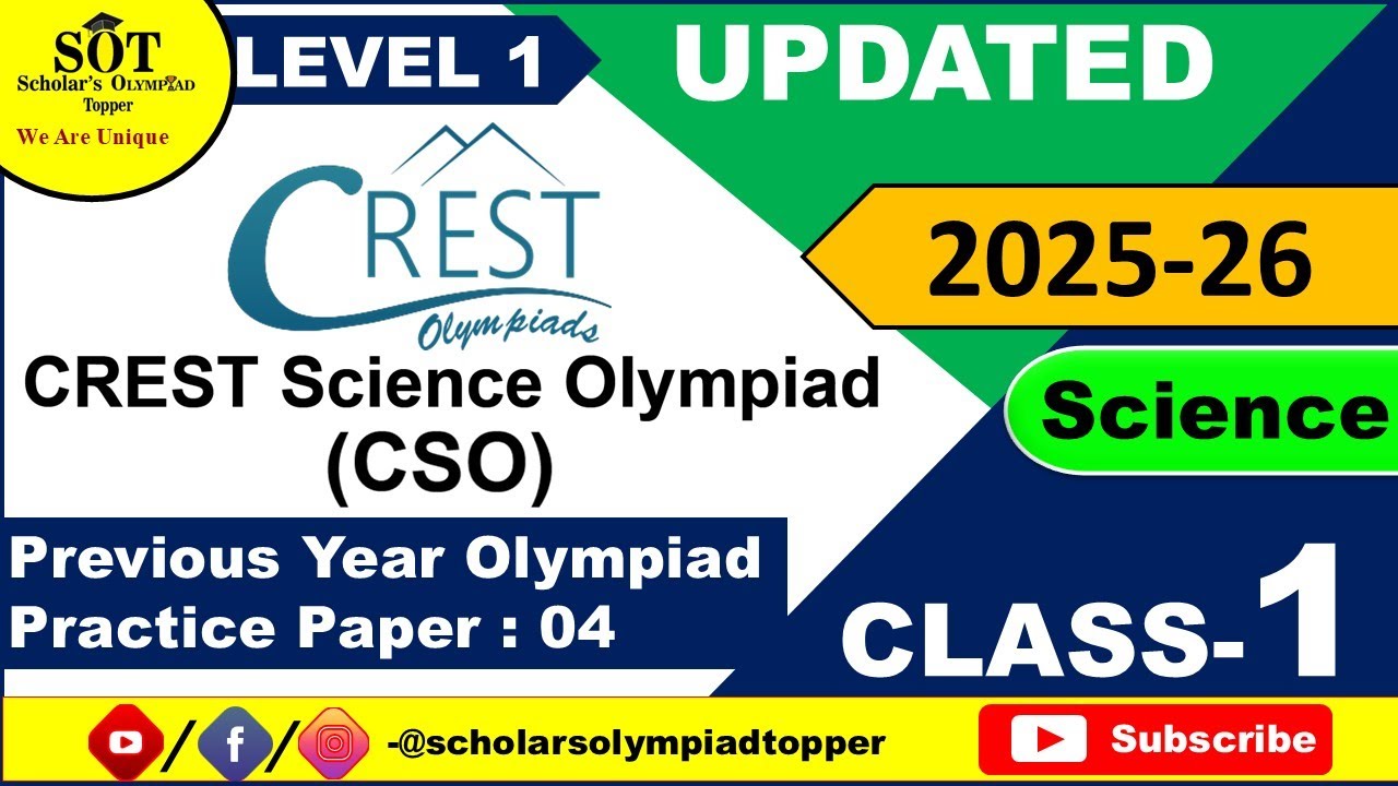 Class 1 CREST Previous Year Question Paper 4 /Class 1 SCIENCE Olympiad ...