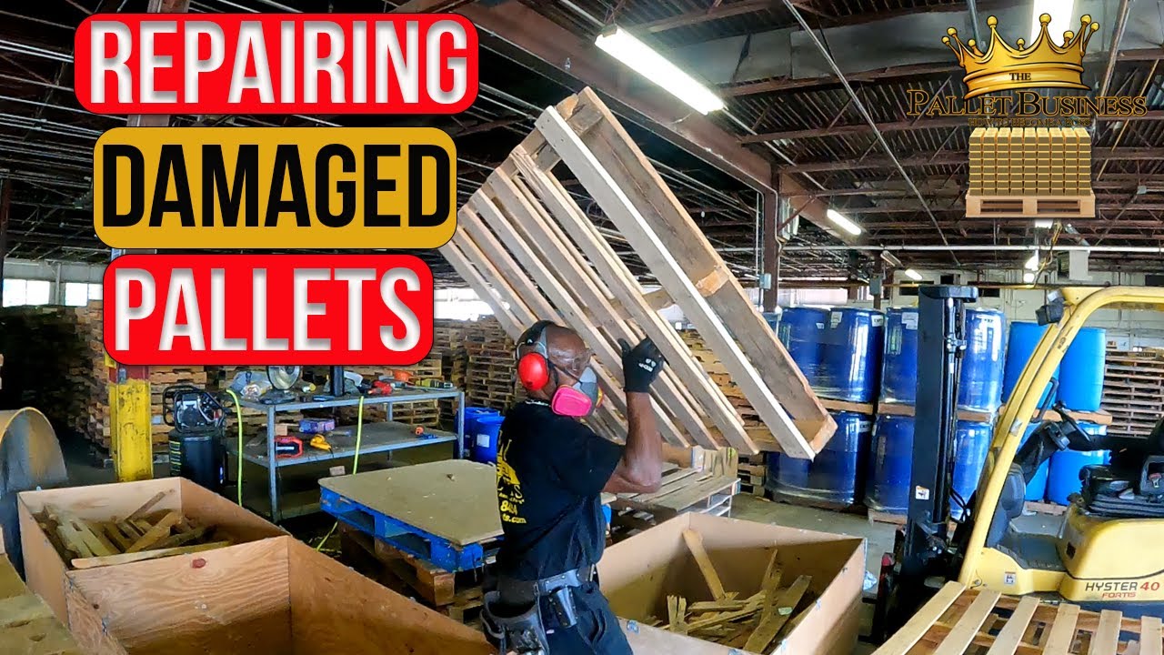 How to Repair Damaged Wood Pallets | Pallet Recycling Business - YouTube