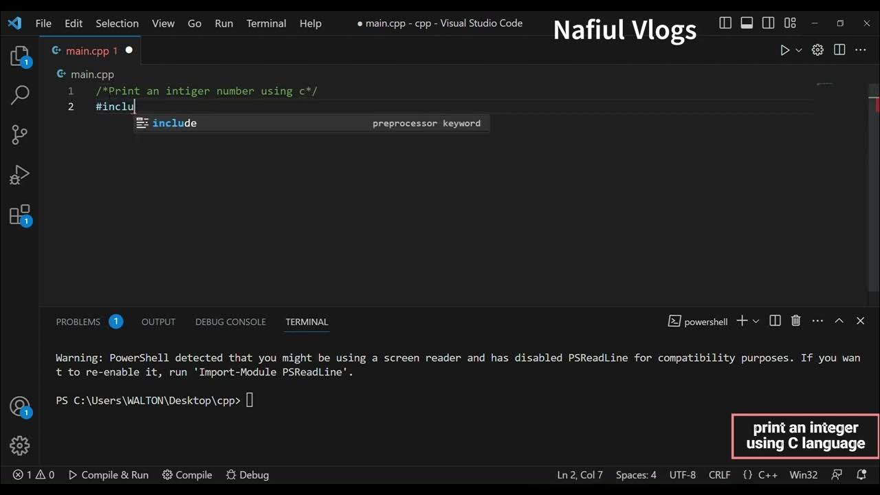 Print"An integer number". Using C programming language. 3rd vlog - YouTube