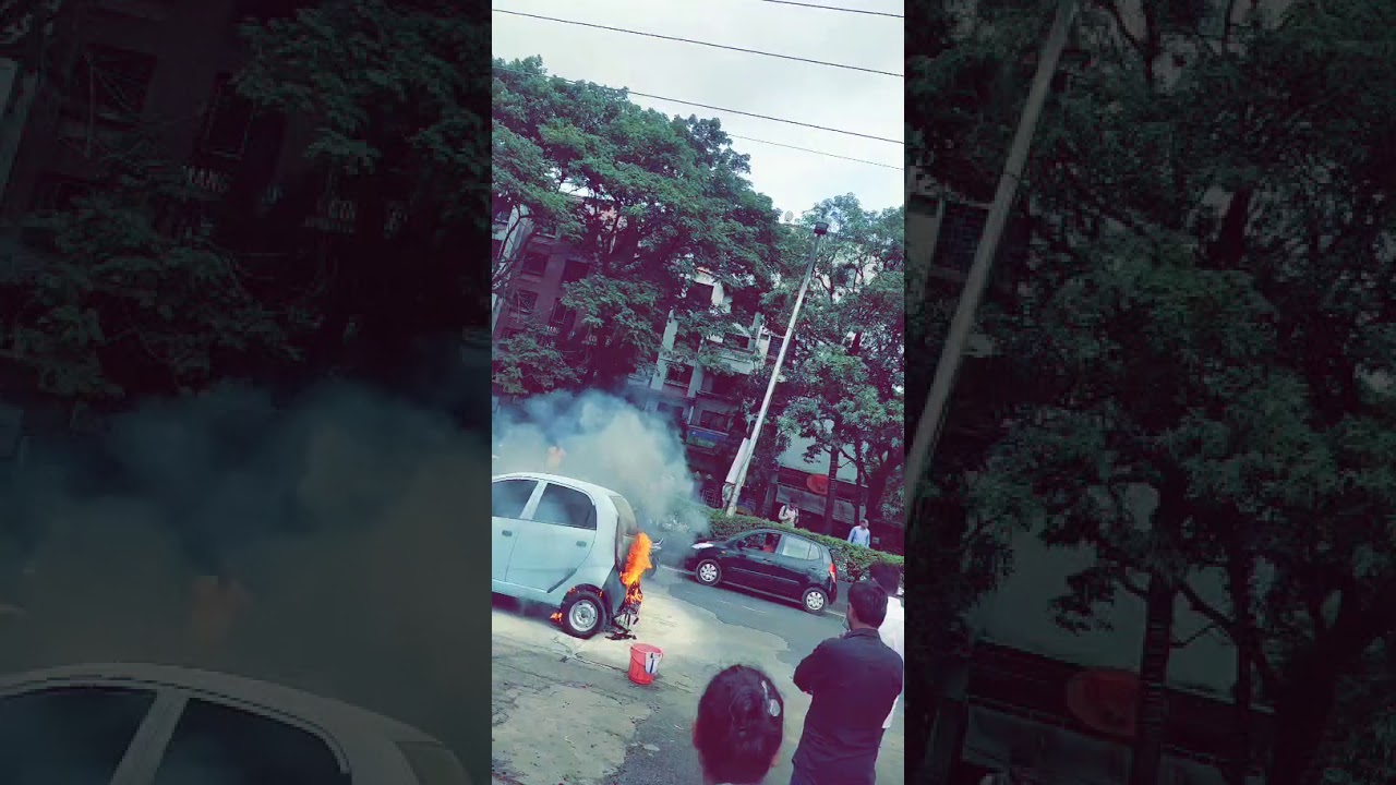 Tata nano catches fire in pune #tatanano - YouTube