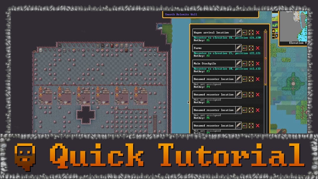 Dwarf Fortress - Quick Tutorial - Location Hotkeys - YouTube