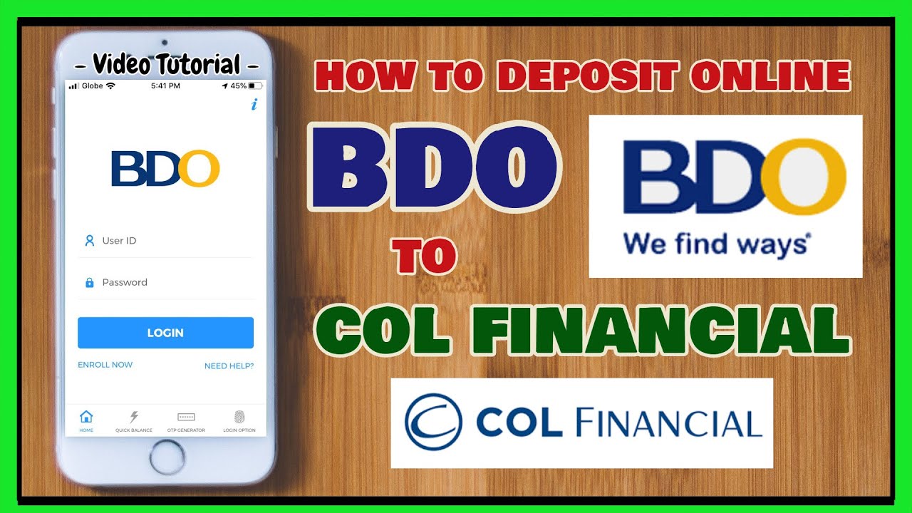 COL Financial BDO Online How to Enroll and Fund COL Financial using BDO ...