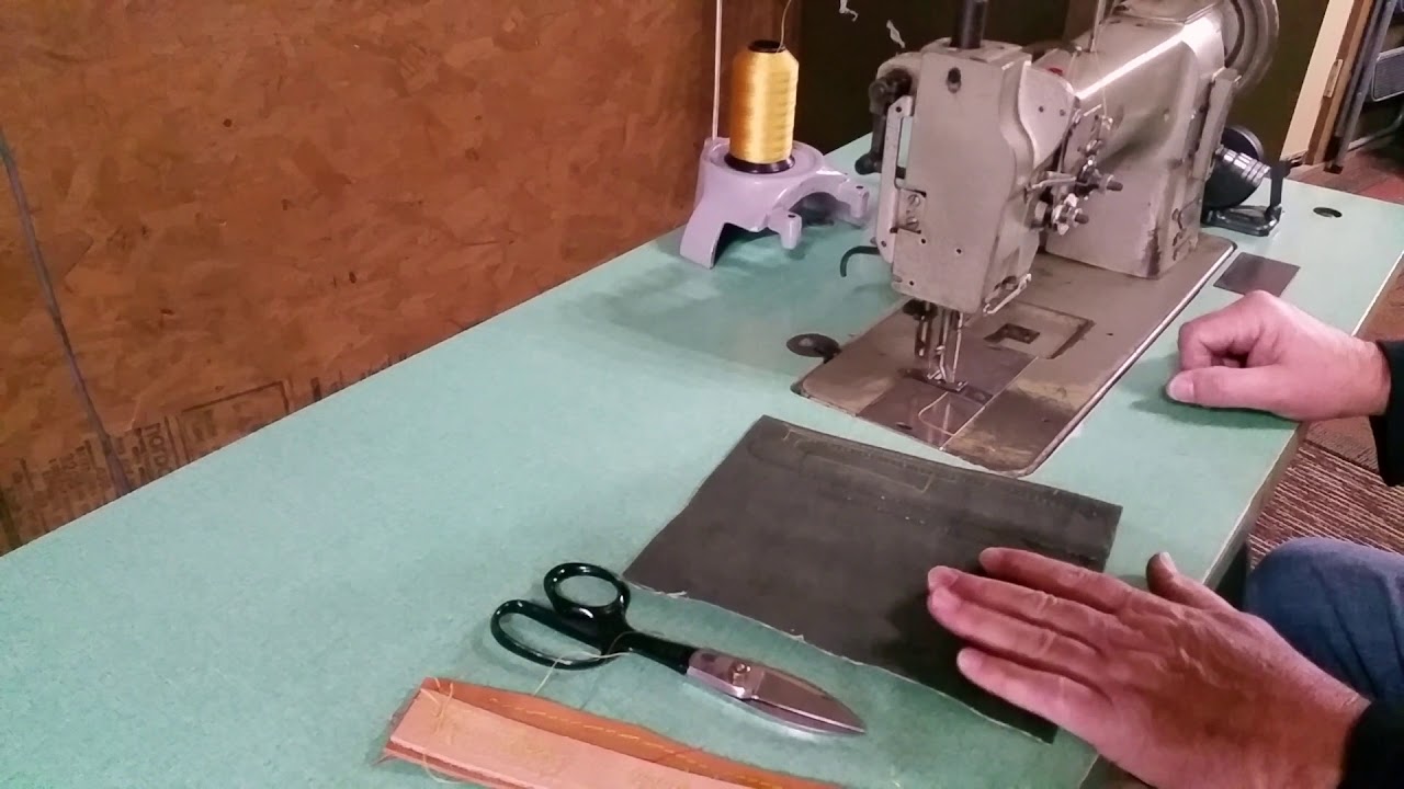 PFAFF 545 H4 industrial sewing machine demonstration with military-type ...