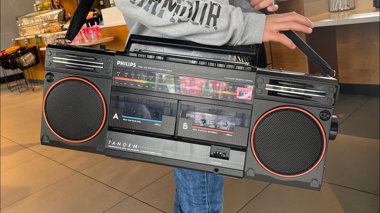 80s Boombox Philips D8334 TANDEM retro Ghetto blaster cassette playback - YouTube