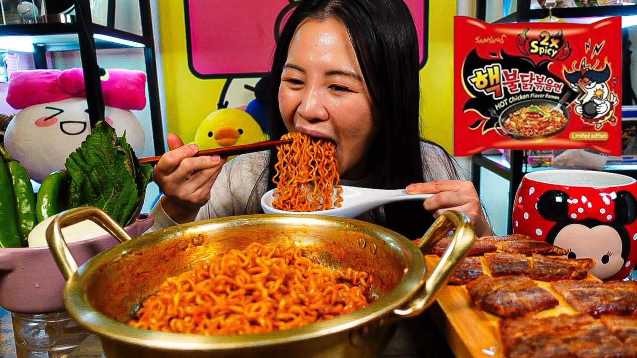 2x Nuclear Buldak Fire Noodles But Make It Healthy 🌶️ l Mukbang - YouTube