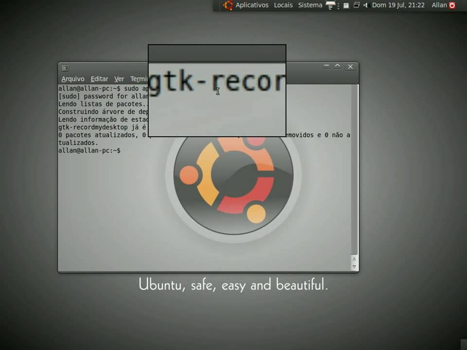 GTK-RecordMyDesktop modo visual Ubuntu 9.04 - Mini video tutorial - YouTube