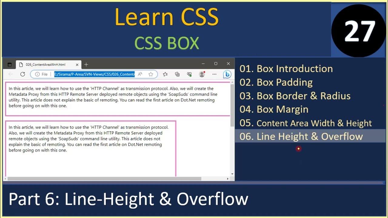 Box | Part 6 - Line height & Overflow | CSS Tutorial #27 - YouTube