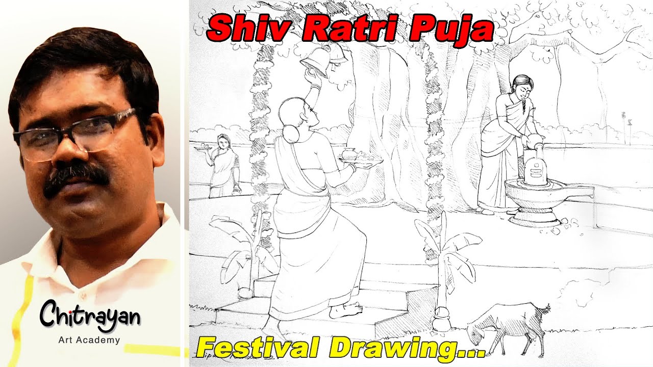 Maha Shivratri Drawing Step By Step on Pencil Sketch | How To Draw ...