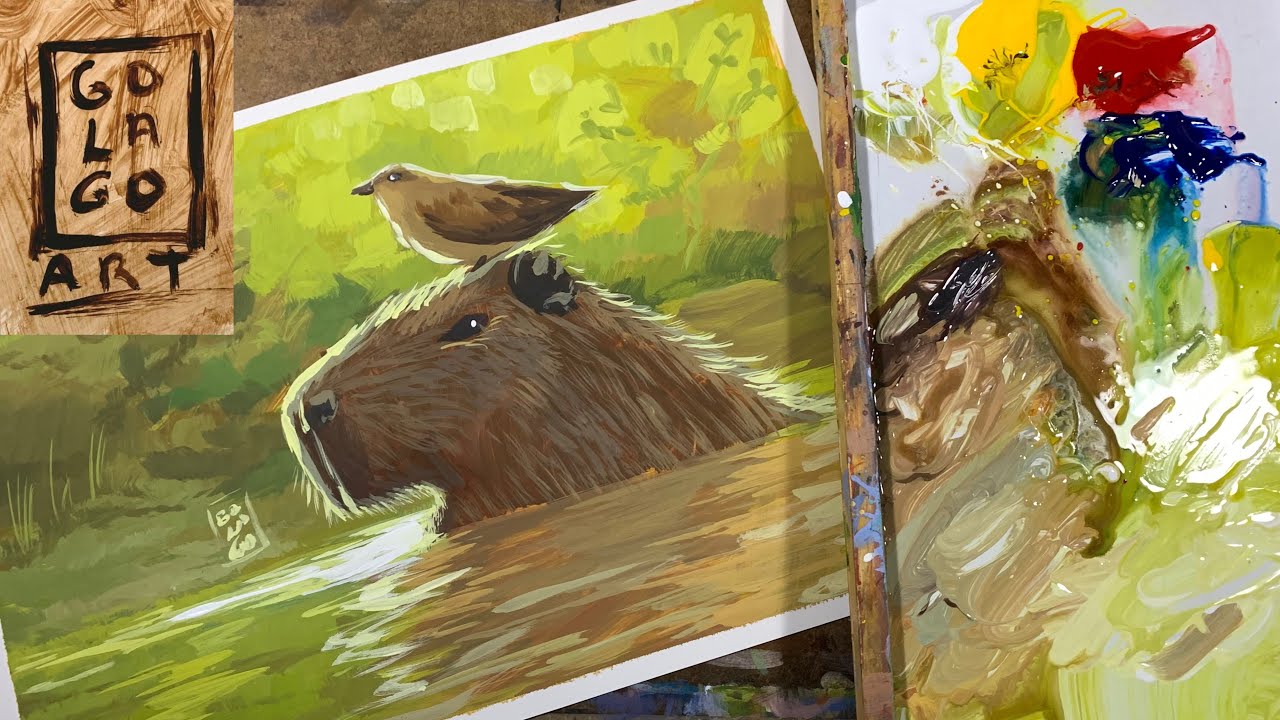 Como pintar un capibara para PRINCIPIANTES con acrílicos/ pintando un ...