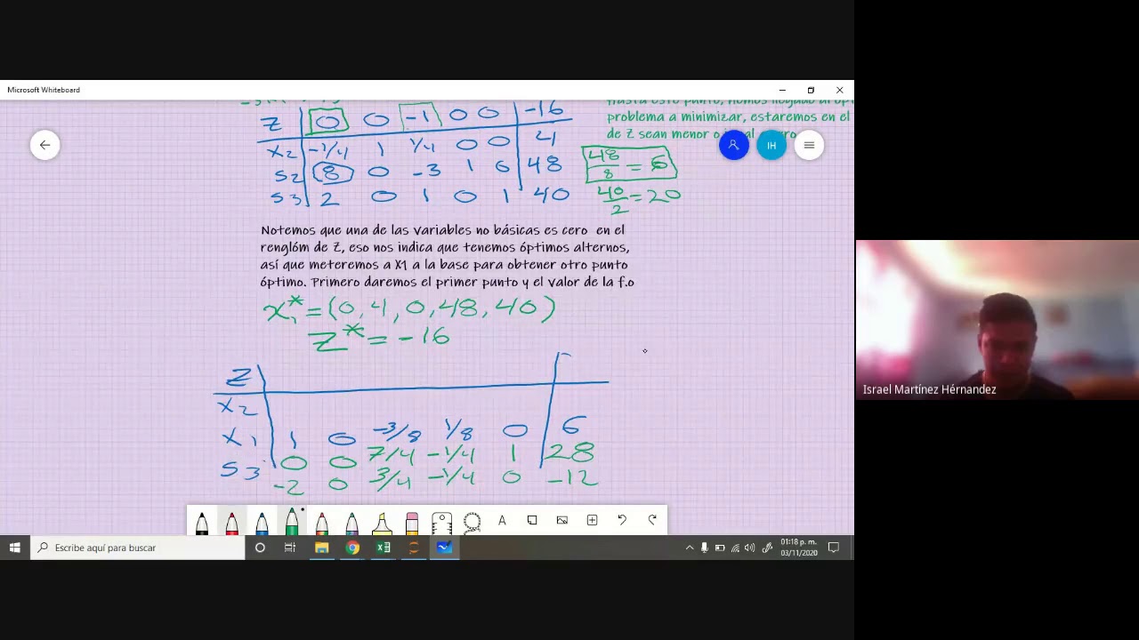 Programación Lineal 031120 - Simplex (solución múltiple en un rayo ...