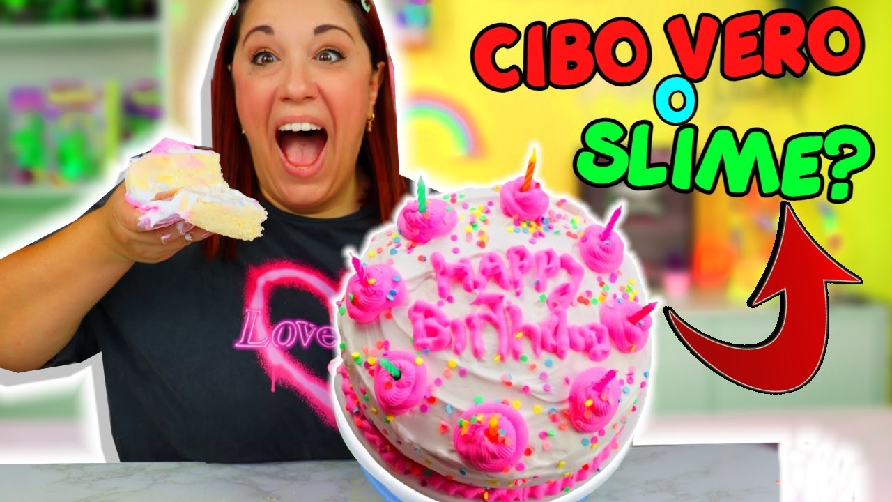 INCREDIBILE! SLIME o CIBO VERO?! SLIME TORTA di COMPLEANNO GIGANTE ...