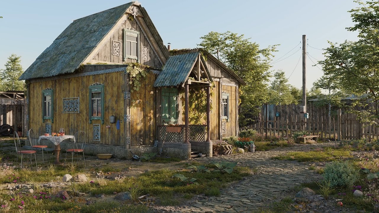 Village House - Blender Cycles Render - YouTube
