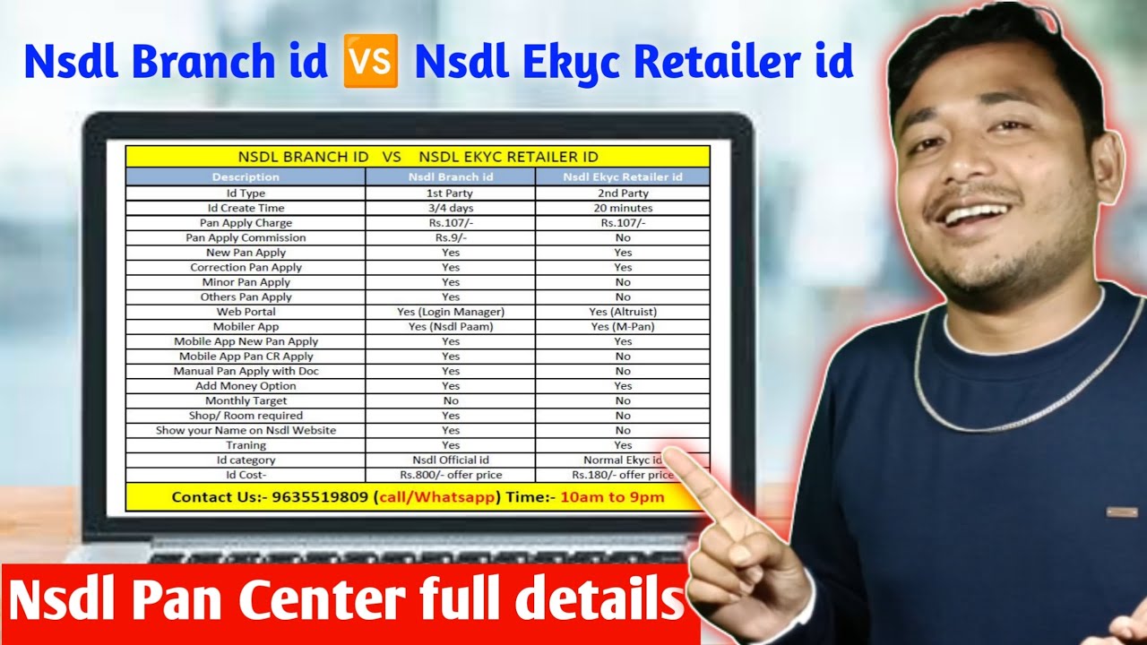 Nsdl branch id 🆚 Nsdl Ekyc Retailer id || Nsdl pan center full details ...