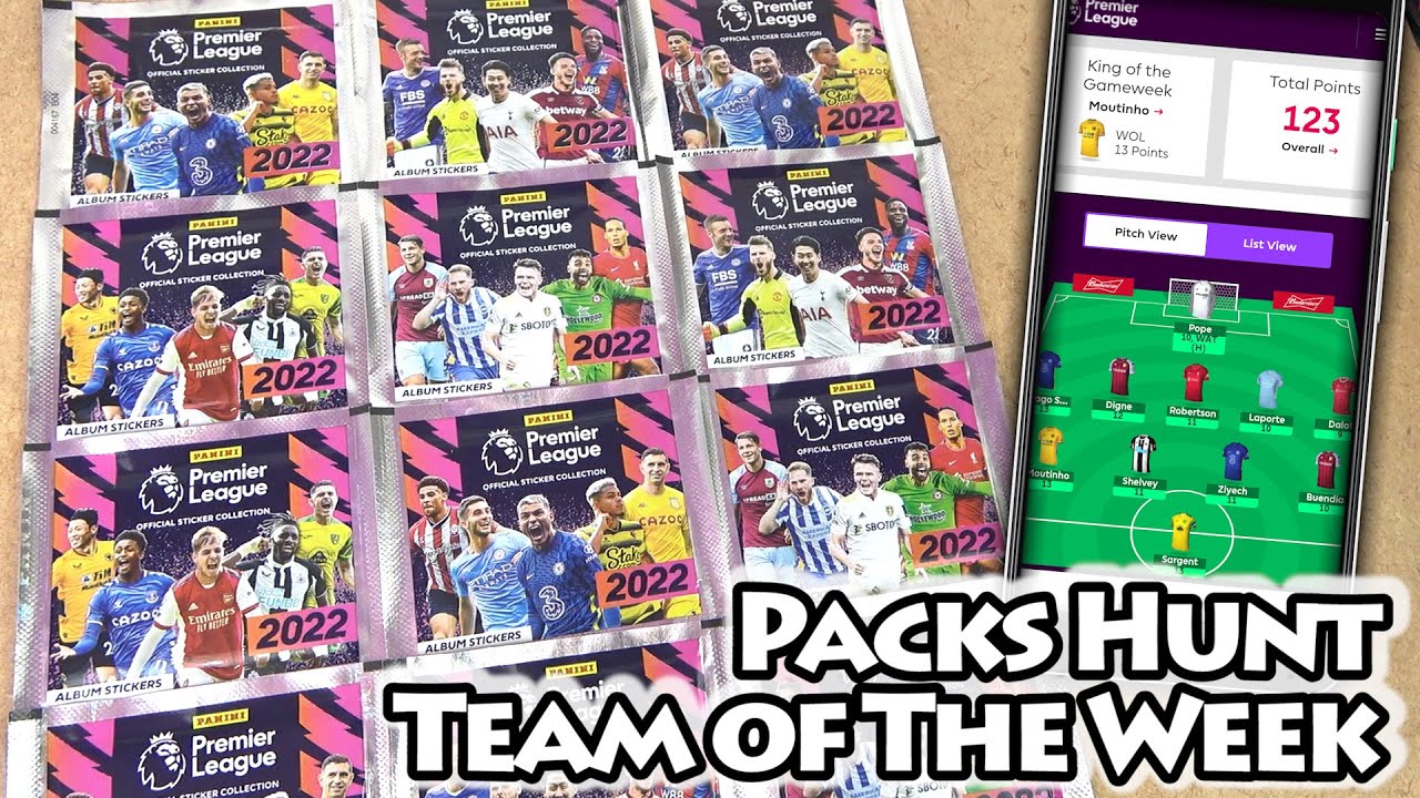 PREMIER LEAGUE STICKERS 2022 HUNT THE FANTASY FOOTBALL TEAM OF THE WEEK ...