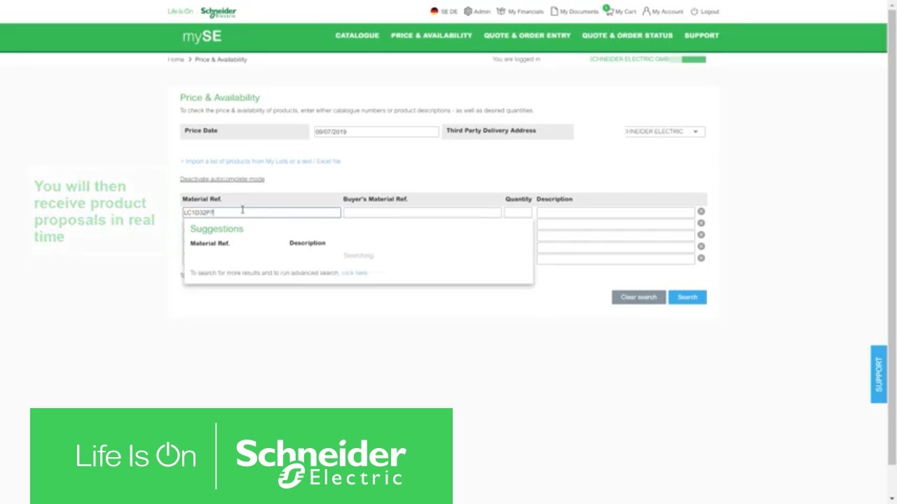 mySE - Price and Availability Request Tutorial | Schneider Electric ...