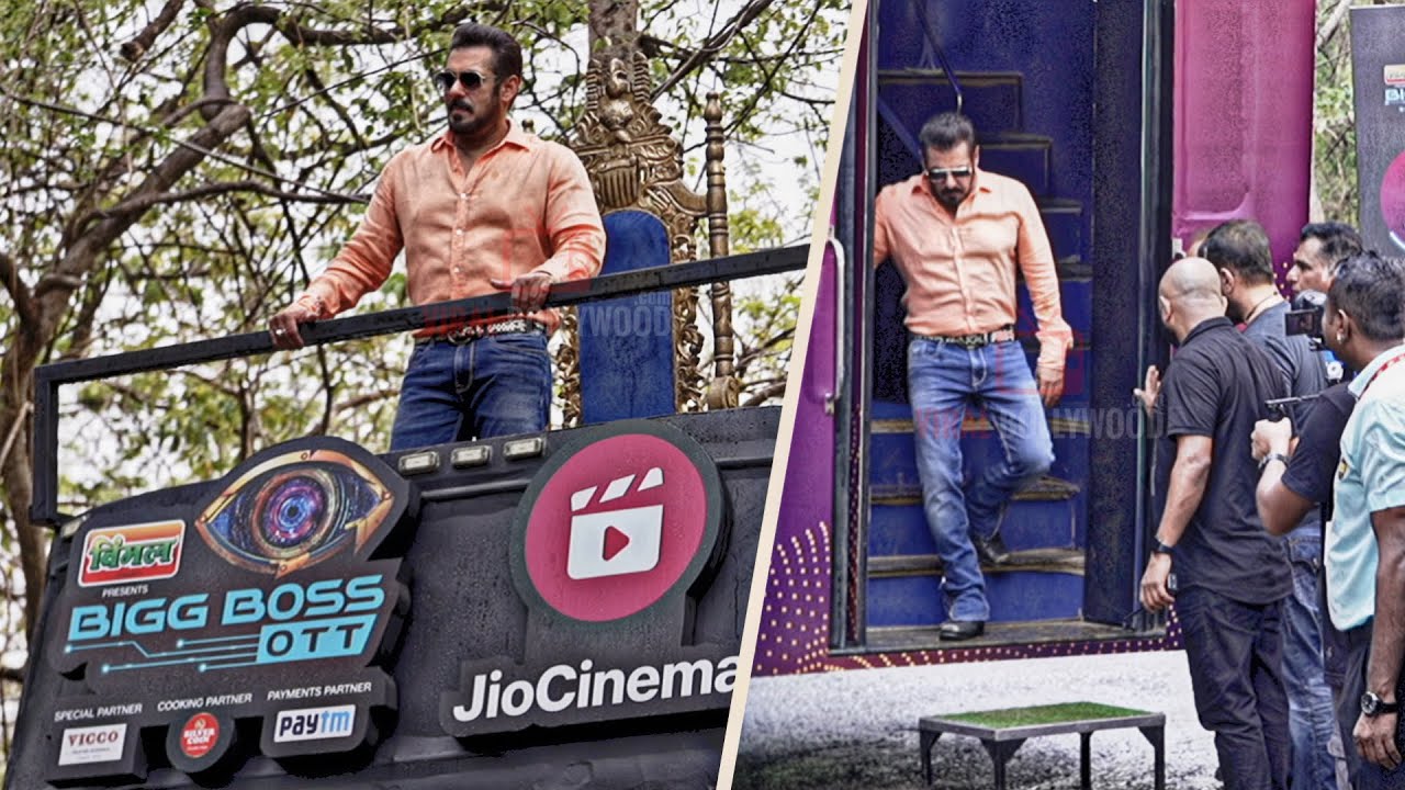 Salman Khan Grand Entry over the top of Bus in Janta style at Bigg Boss ...
