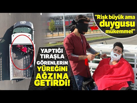Seyir Halindeki Araçta Gözleri Kapalı ve Jiletle Tıraş Yaptı