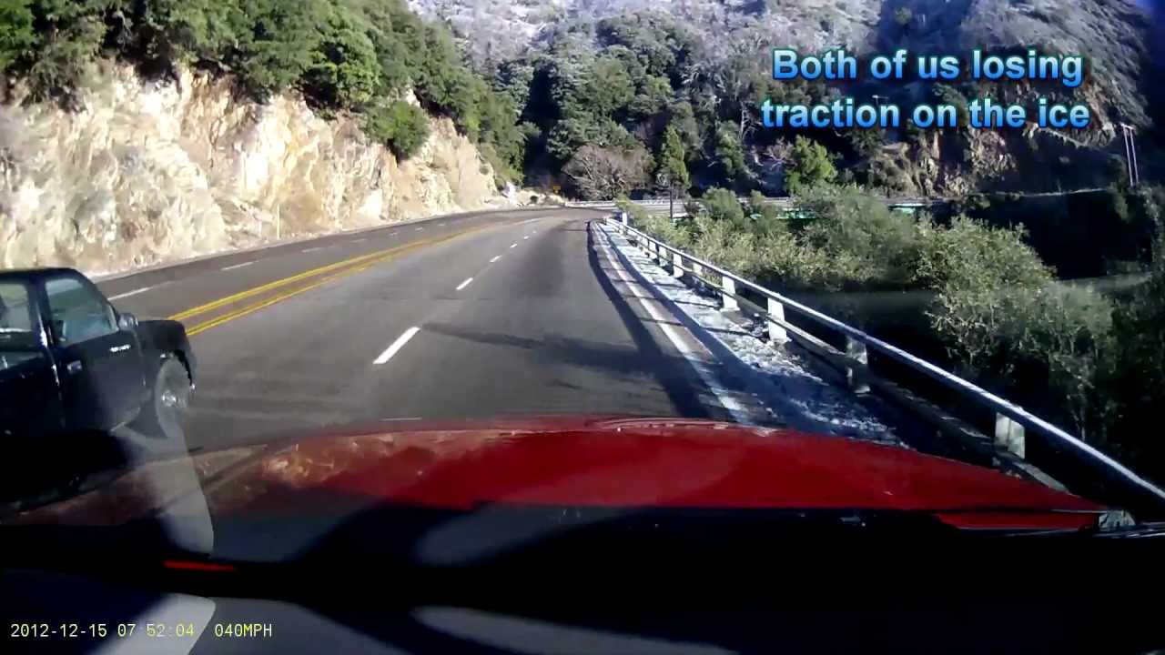 Losing traction on Icy road - YouTube