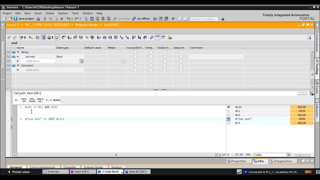 TIA Portal SCL (AND-OR-NOT) - YouTube