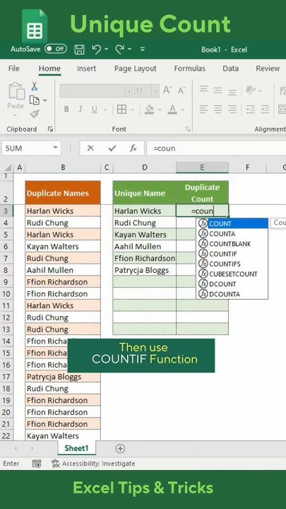 Unbelievable Excel Trick How To Quickly Count Unique Values In No Time Shorts Excelshorts