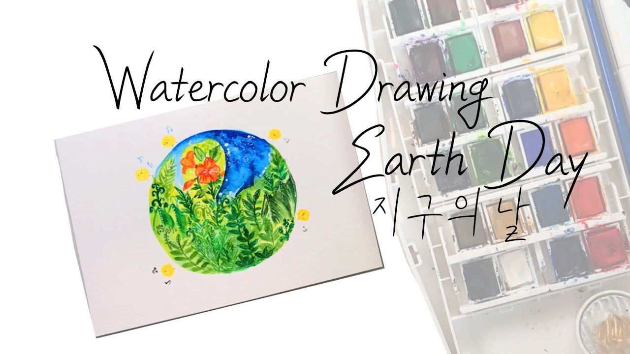 watercolor illustration, how to draw earth for earth day with ...