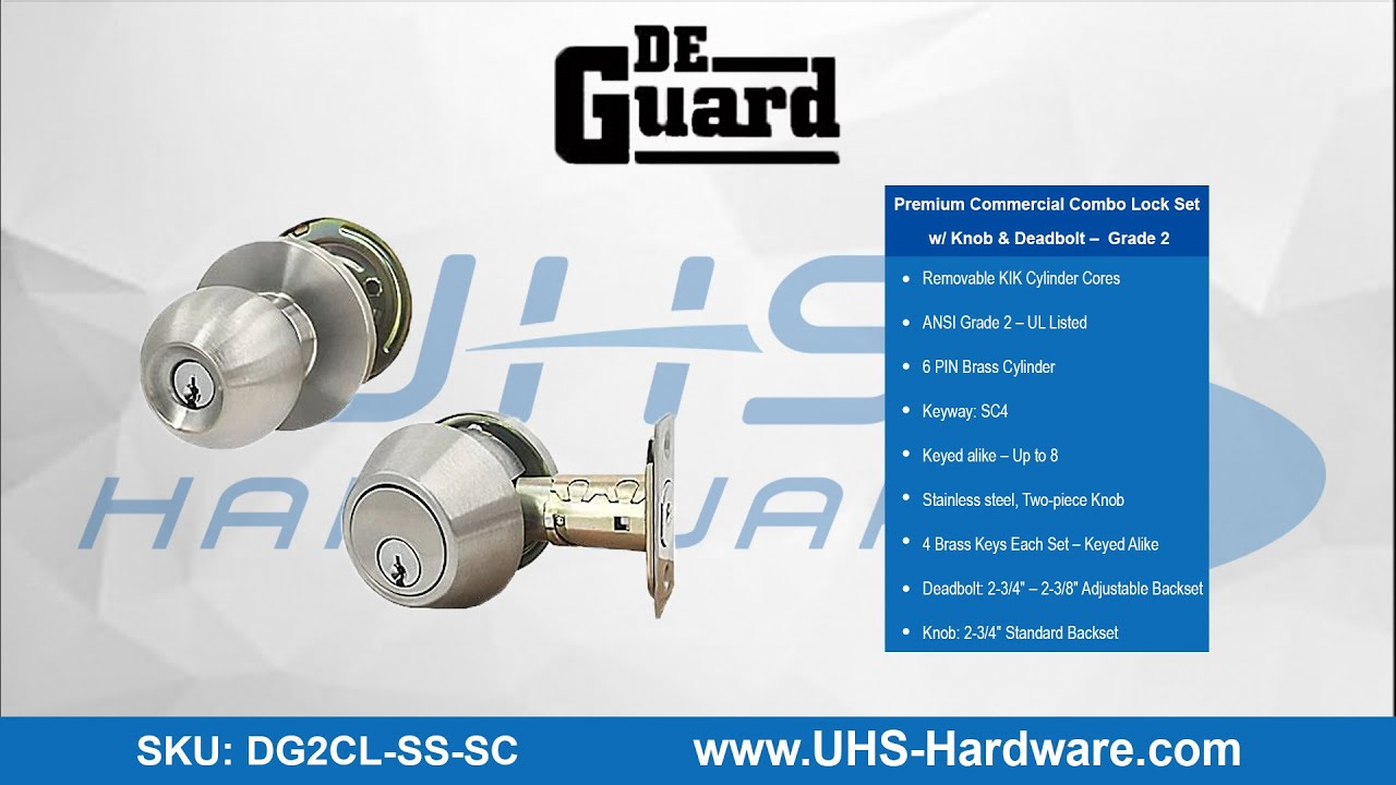 DeGuard DG2CL Grade 2 Premium Commercial Combo Lock Set w/ Knob ...
