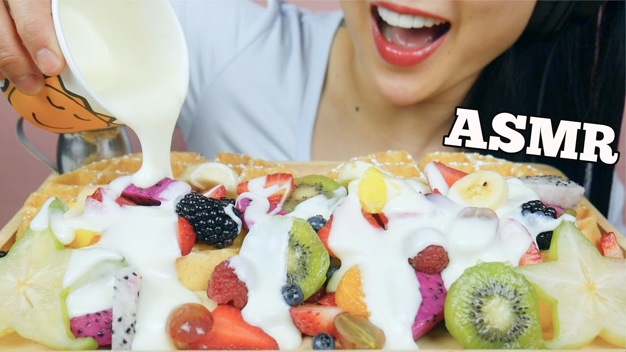 ASMR BREAKFAST WAFFLE FRESH FRUITS (EATING SOUNDS) | SAS-ASMR - YouTube