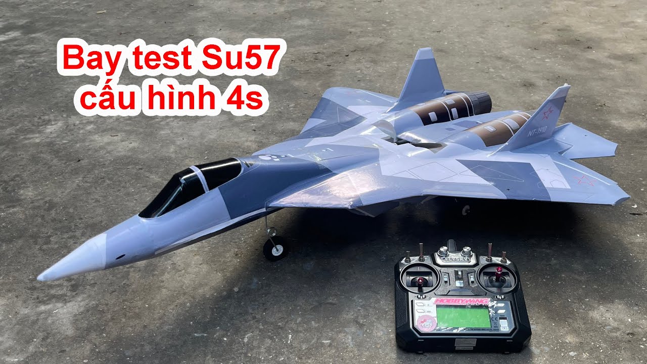 Bay test máy bay rc Su57 (PAK FA) sải 70cm cấu hình 4s siêu tốc độ ...