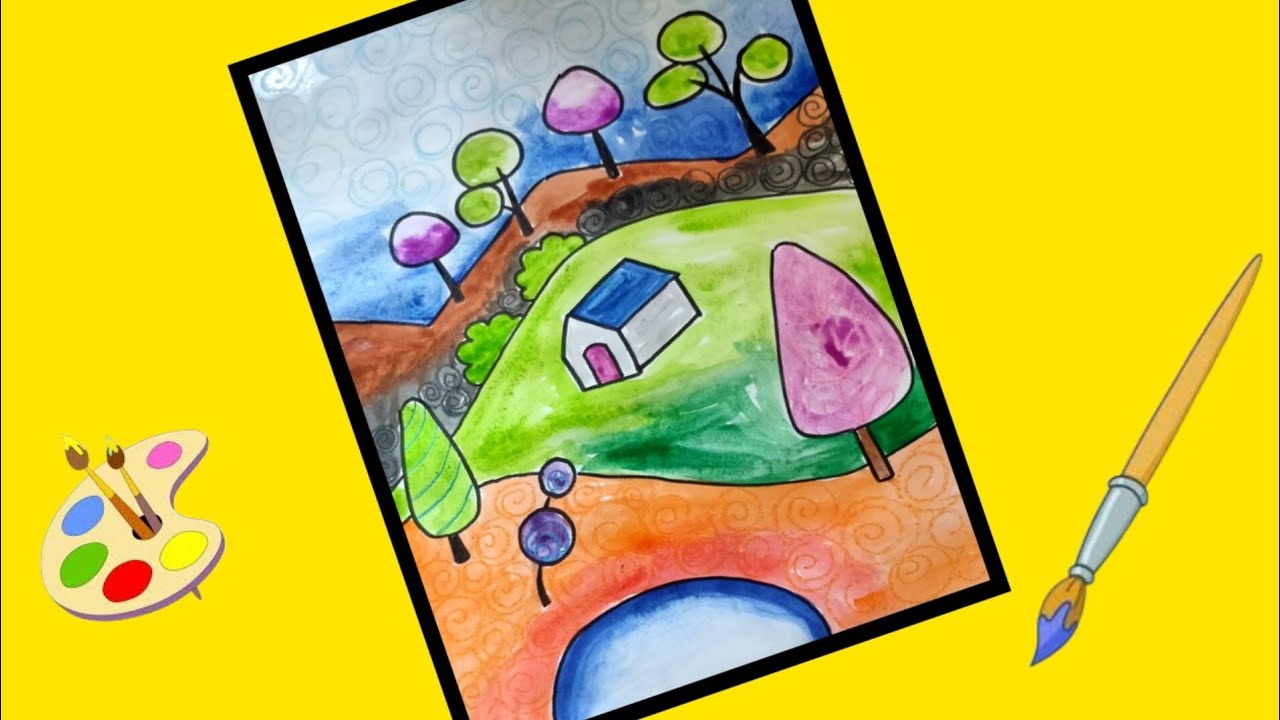 watercolor scenary|easy water colour drawing|simple water colour ...