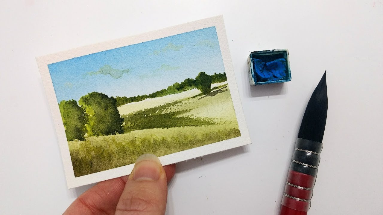Quick & EASY abstract watercolor field with trees » How to paint ...