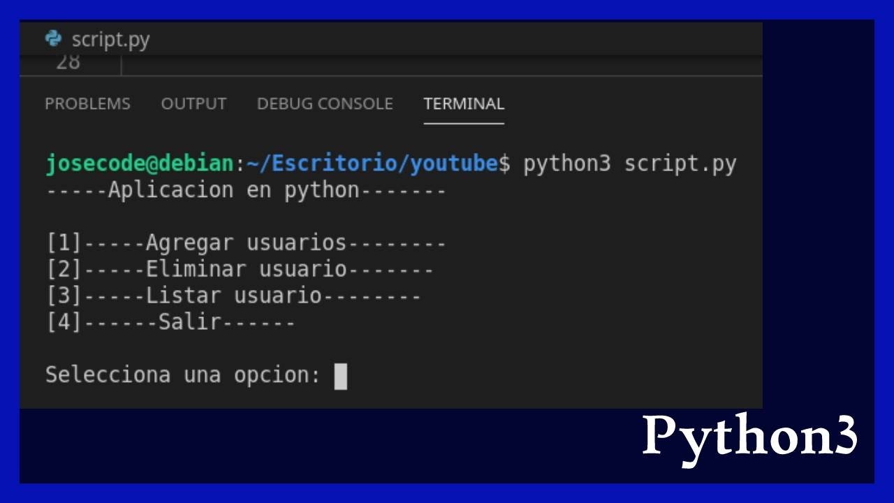 Script En Python3 Agregar Eliminar Y Listar Datos De Un Dict YouTube Script En Python3 Agregar Eliminar Y Listar Datos De Un Dict YouTube