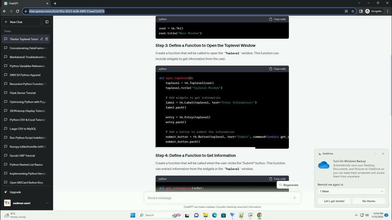 Python Tkinter How To Get Informations In A Tk Toplevel Class Youtube