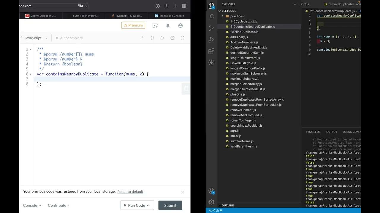 Contains Duplicate II Leetcode- Javascript Solution Español - YouTube