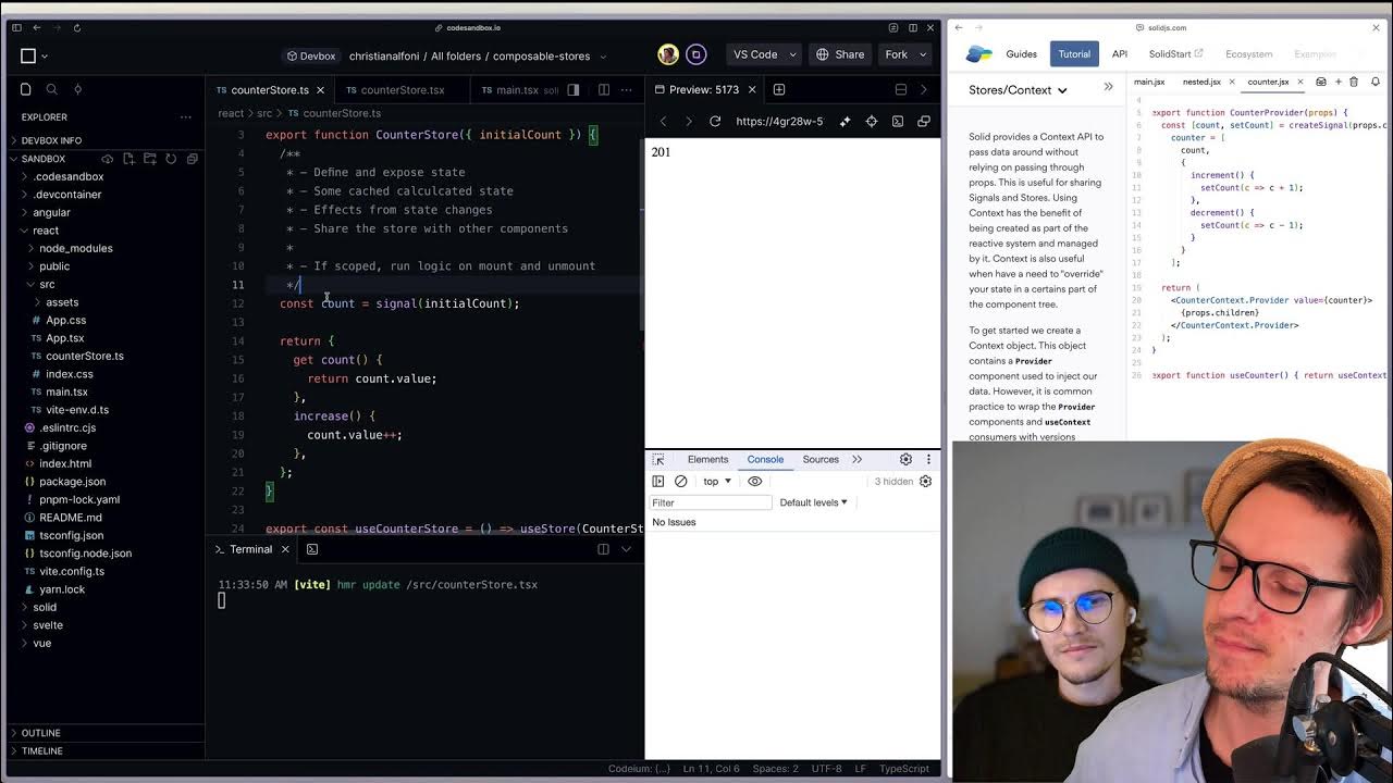 CodeSandbox Engineering: Shared Composable State Stores Across Frameworks - YouTube
