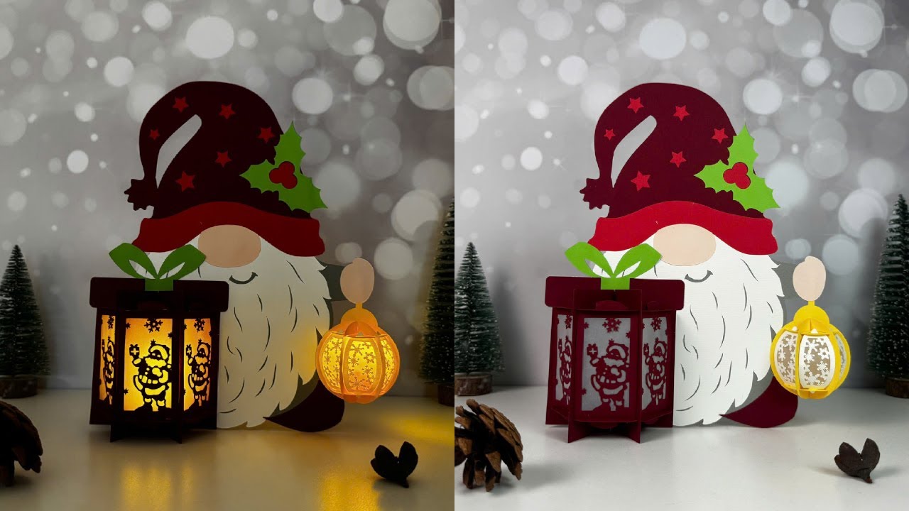 How To Make Paper Cut Lantern Gnome Xmas 3 - YouTube