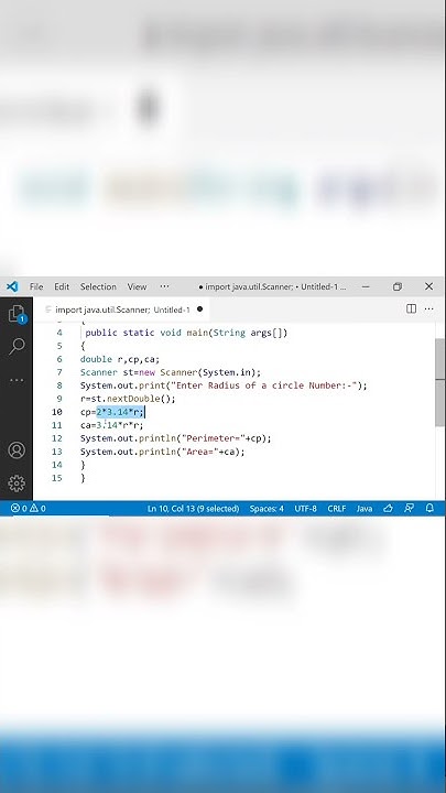 circle area and perimeter java program | java tutorial for beginners | #shorts | #YouTube shorts ...