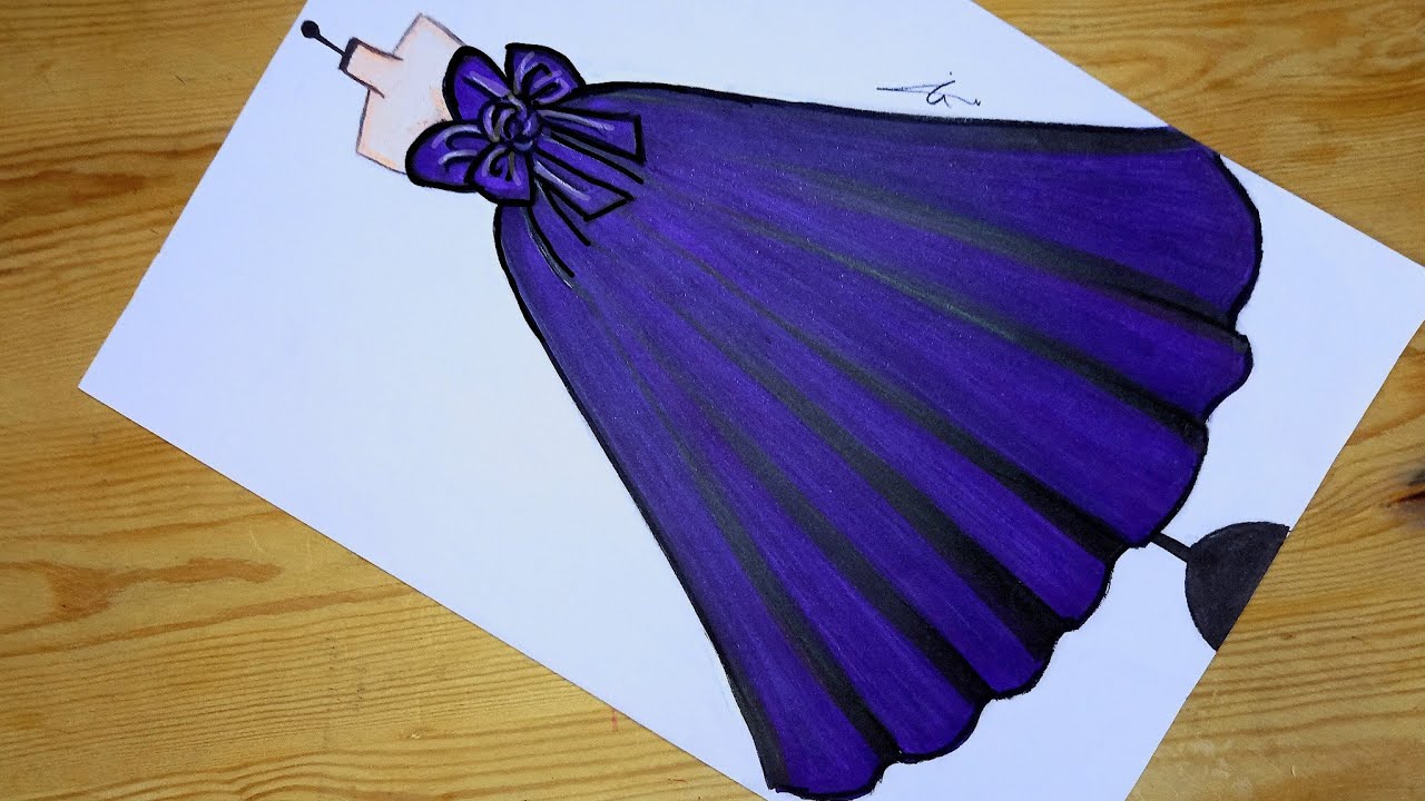 How to draw a dress design for beginners step by step/ drawing dresses ...