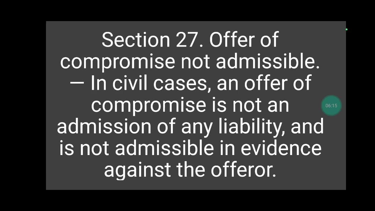 section 27 of Rule 130 ( offer of compromise) - YouTube
