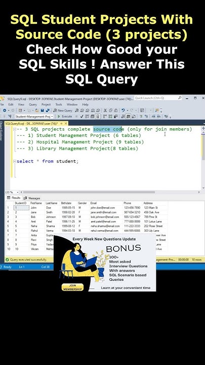 Learn sql with real time project and get a source code final year #sqlinterviewquestions - YouTube