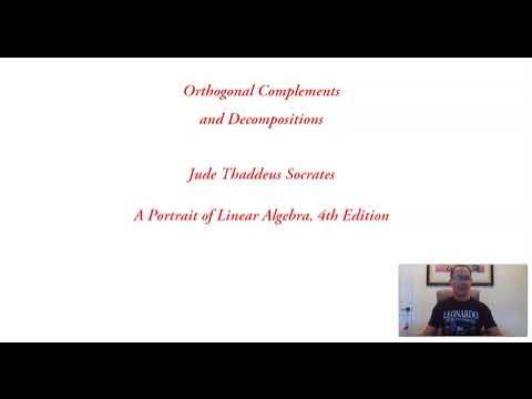 Linear Algebra 42 Orthogonal Complements and Decompositions - YouTube