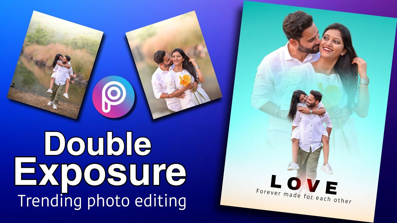 Double exposure cinematic photo editing picsart//love couple photo ...