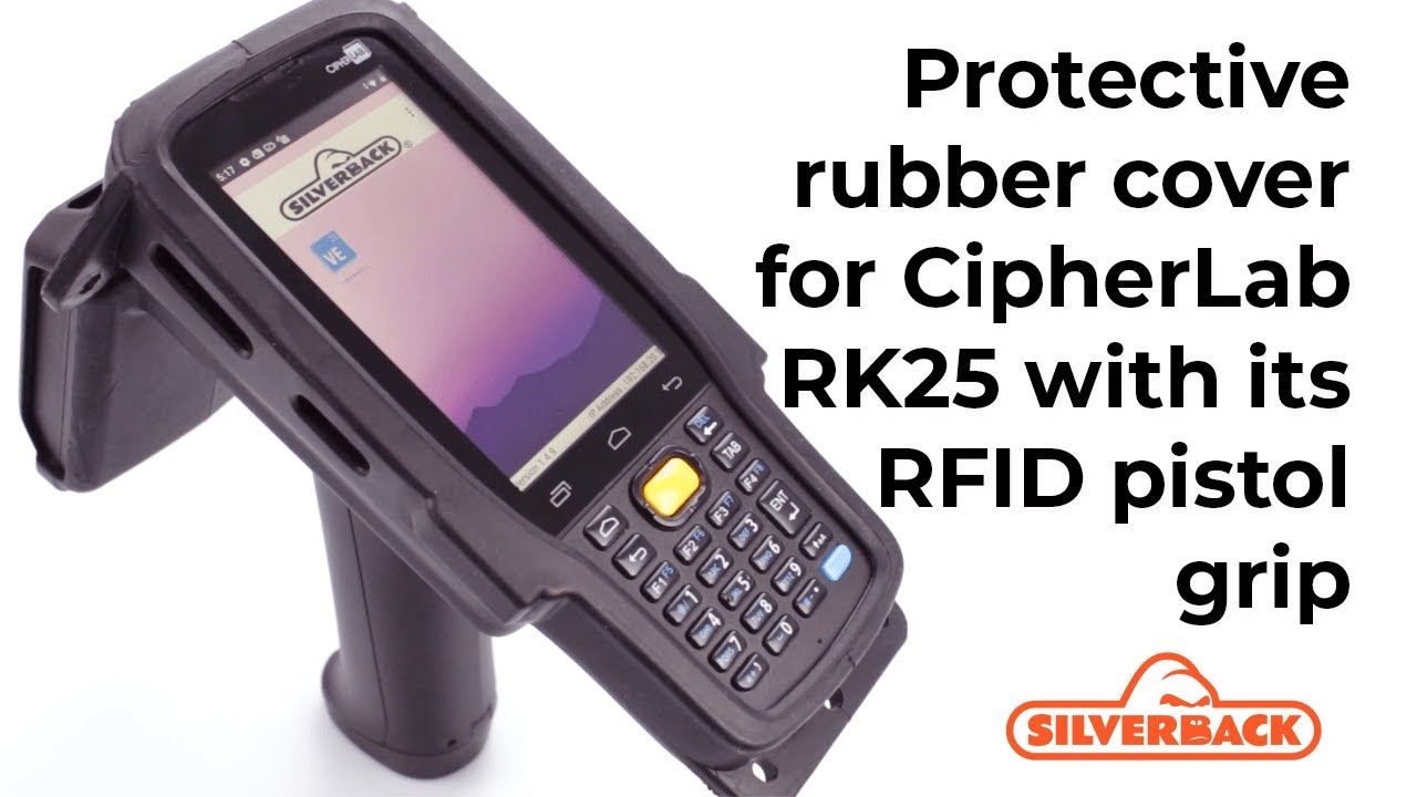 Protective rubber cover for CipherLab RK25 and its RFID pistol grip - YouTube
