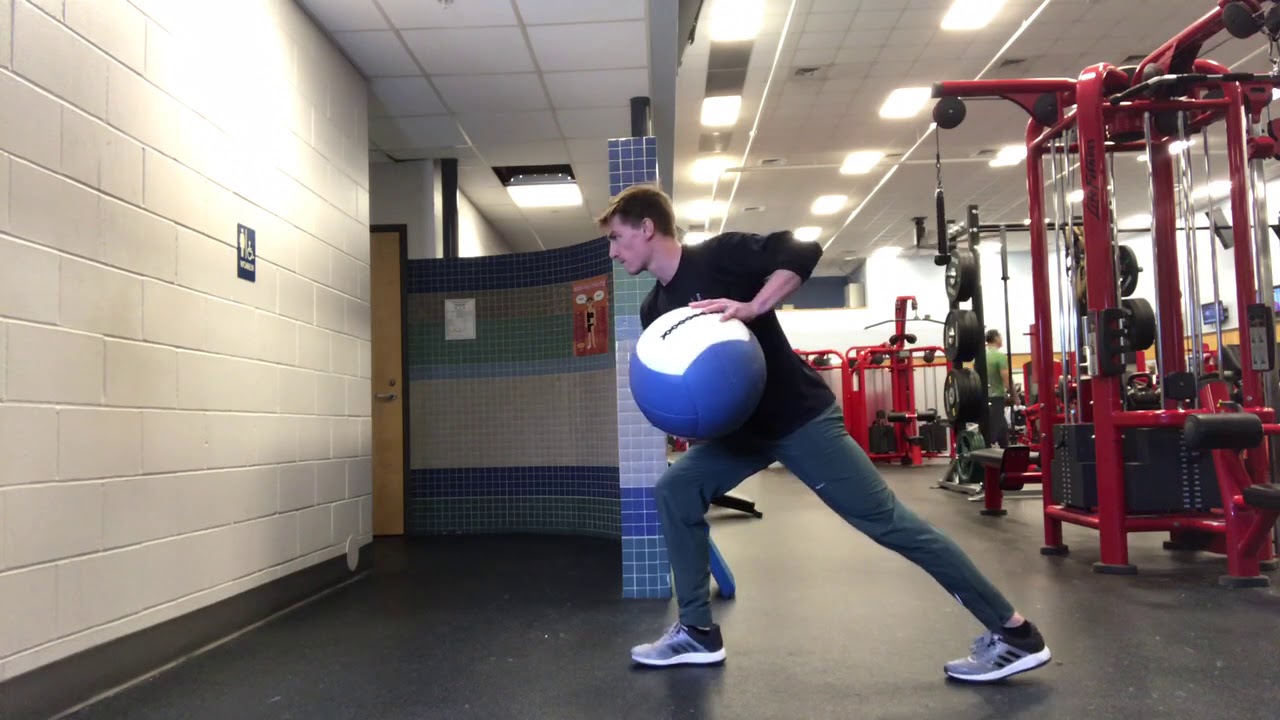 Medball 1 Arm Chest Pass- High Split Stance - YouTube